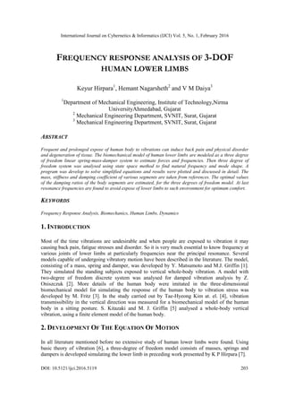 FREQUENCY RESPONSE ANALYSIS OF 3-DOF HUMAN LOWER LIMBS | PDF