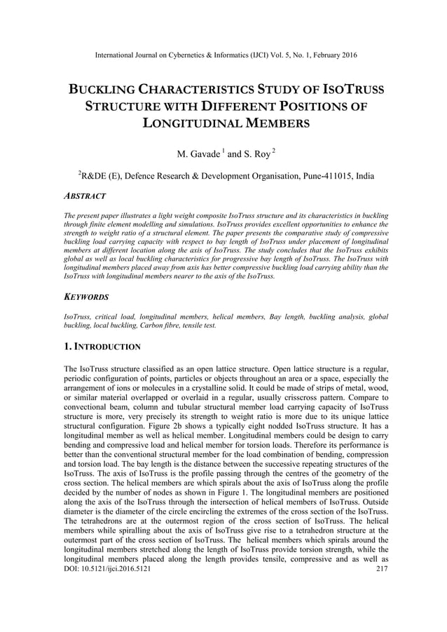 BUCKLING CHARACTERISTICS STUDY OF ISOTRUSS STRUCTURE WITH DIFFERENT ...
