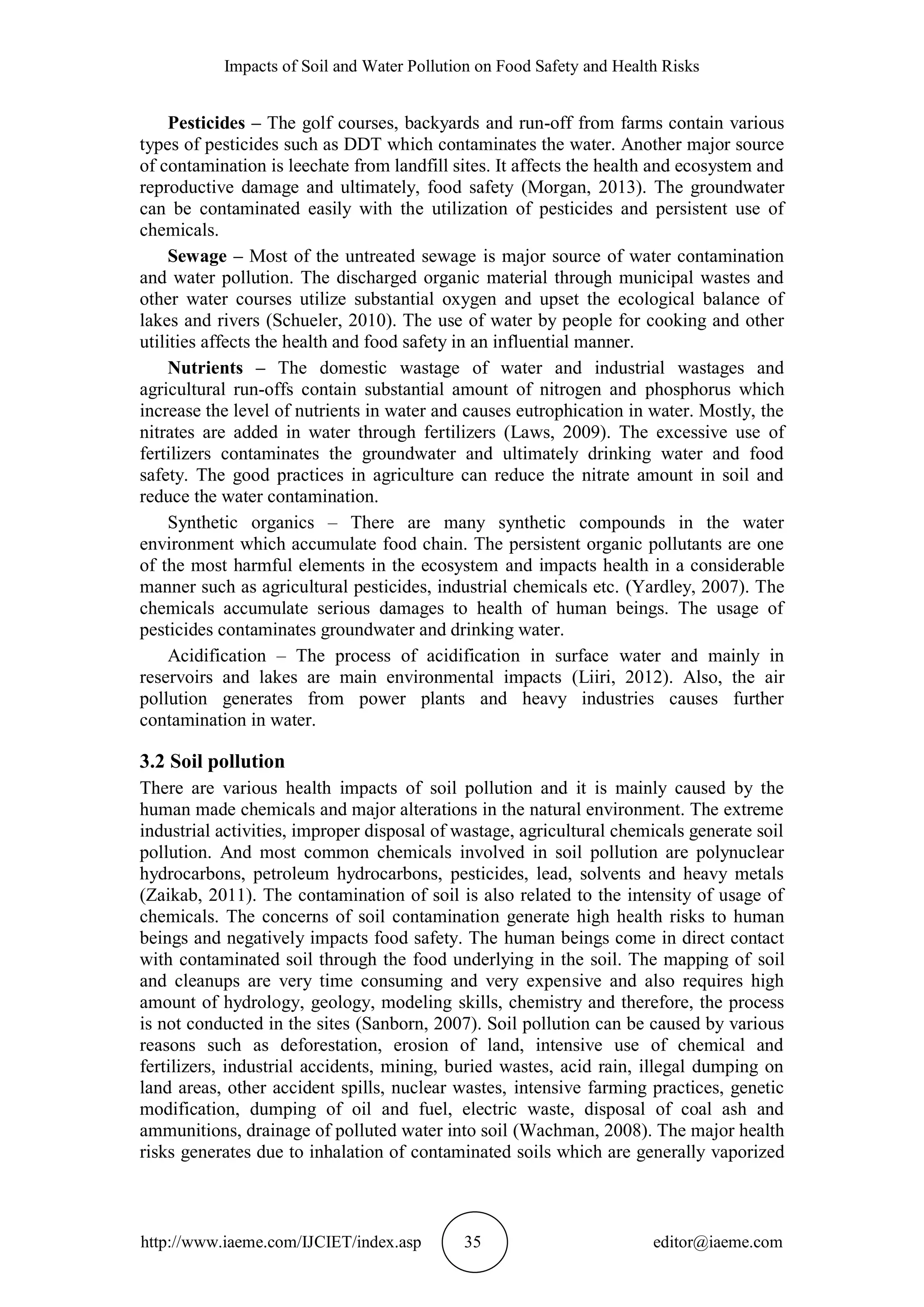 IMPACTS OF SOIL AND WATER POLLUTION ON FOOD SAFETY AND HEALTH RISKS | PDF