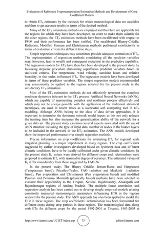 EVALUATION OF REFERENCE EVAPOTRANSPIRATION ESTIMATION METHODS AND ...
