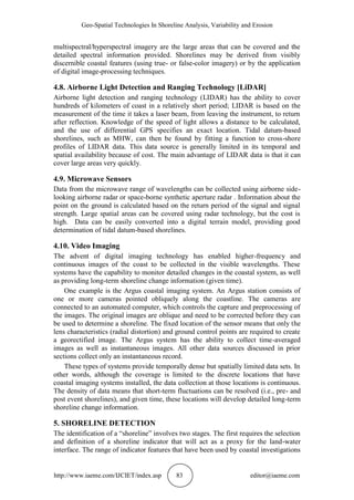 GEO-SPATIAL TECHNOLOGIES IN SHORELINE ANALYSIS, VARIABILITY AND EROSION ...
