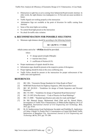 TRAFFIC FLOW ANALYSIS & EFFICIENCY OF GEOMETRIC DESIGN OF A T ...