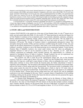 ASSESSMENT OF LIQUEFACTION POTENTIAL OF SOIL USING MULTI-LINEAR REGRESSION MODELING | PDF
