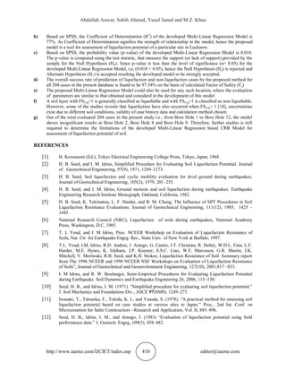 ASSESSMENT OF LIQUEFACTION POTENTIAL OF SOIL USING MULTI-LINEAR REGRESSION MODELING | PDF