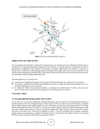 ASSESSMENT OF LIQUEFACTION POTENTIAL OF SOIL USING MULTI-LINEAR REGRESSION MODELING | PDF