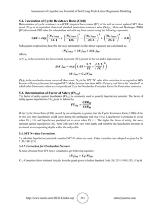 ASSESSMENT OF LIQUEFACTION POTENTIAL OF SOIL USING MULTI-LINEAR REGRESSION MODELING | PDF