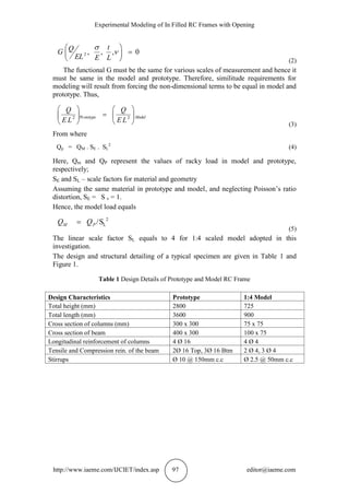 EXPERIMENTAL MODELING OF IN FILLED RC FRAMES WITH OPENING | PDF