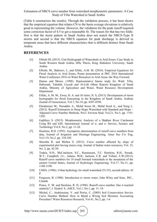 ESTIMATION OF NRCS CURVE NUMBER FROM WATERSHED MORPHOMETRIC PARAMETERS ...
