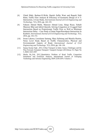 OPTIMIZED SOLUTIONS FOR RESOLVING TRAFFIC CONGESTION AT UNIVERSITY CIRCLE | PDF