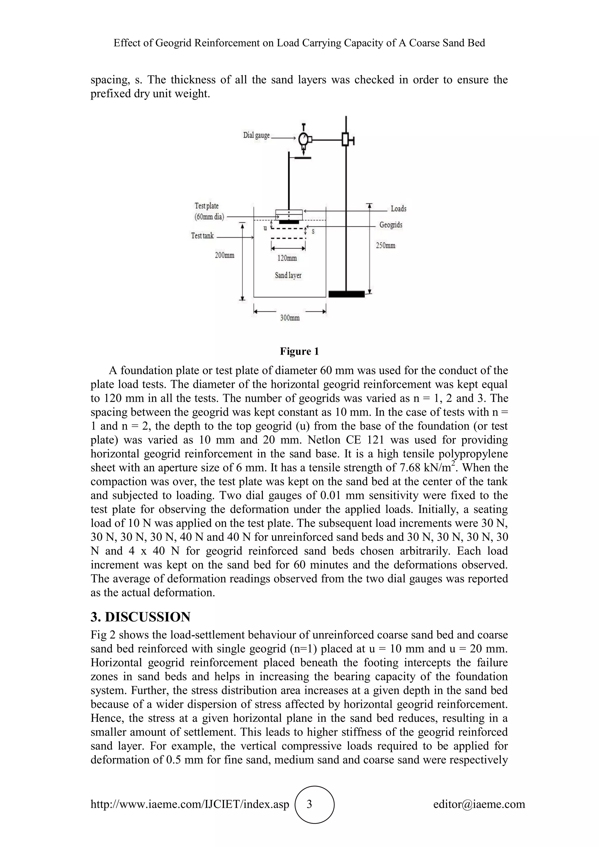 EFFECT OF GEOGRID REINFORCEMENT ON LOAD CARRYING CAPACITY OF A COARSE SAND BED | PDF | Civil ...