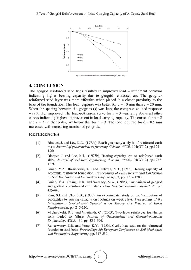 EFFECT OF GEOGRID REINFORCEMENT ON LOAD CARRYING CAPACITY OF A COARSE ...