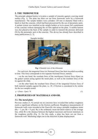 ANALYSIS OF FRICTION AND LUBRICATION CONDITIONS OF CONCRETE/FORMWORK ...