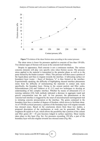 ANALYSIS OF FRICTION AND LUBRICATION CONDITIONS OF CONCRETE/FORMWORK ...