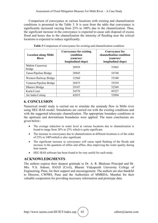 ASSESSMENT OF FLOOD MITIGATION MEASURE FOR MITHI RIVER – A CASE STUDY | PDF