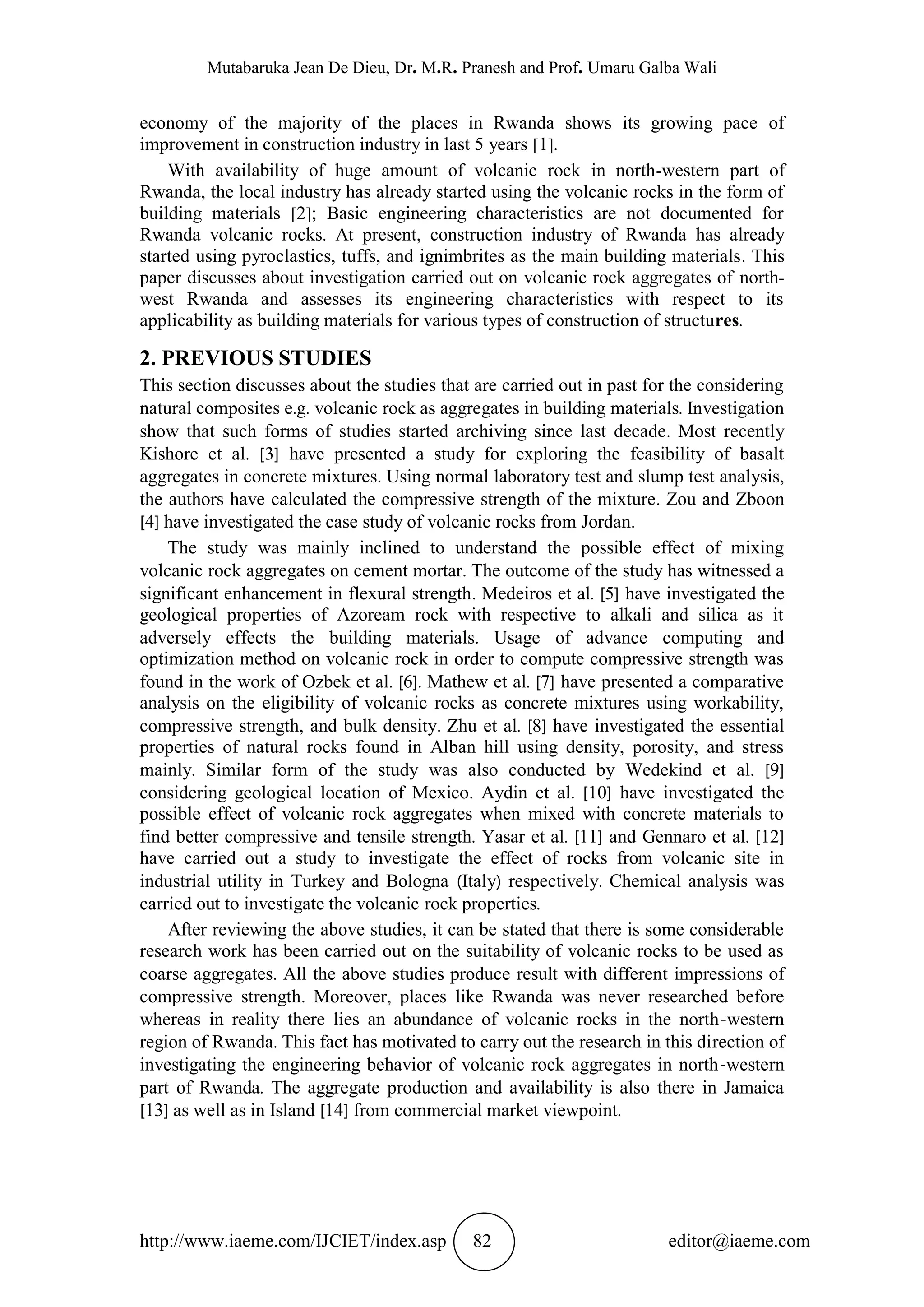 ENGINEERING CHARACTERISTICS OF VOLCANIC ROCK AGGREGATES OF RWANDA | PDF