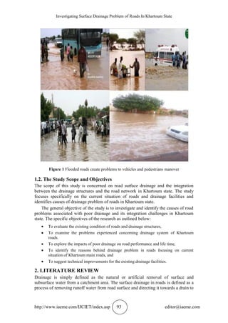 INVESTIGATING SURFACE DRAINAGE PROBLEM OF ROADS IN KHARTOUM STATE | PDF