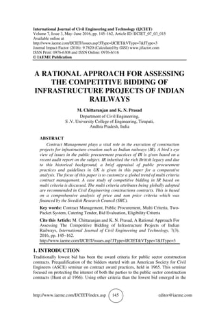 A RATIONAL APPROACH FOR ASSESSING THE COMPETITIVE BIDDING OF ...