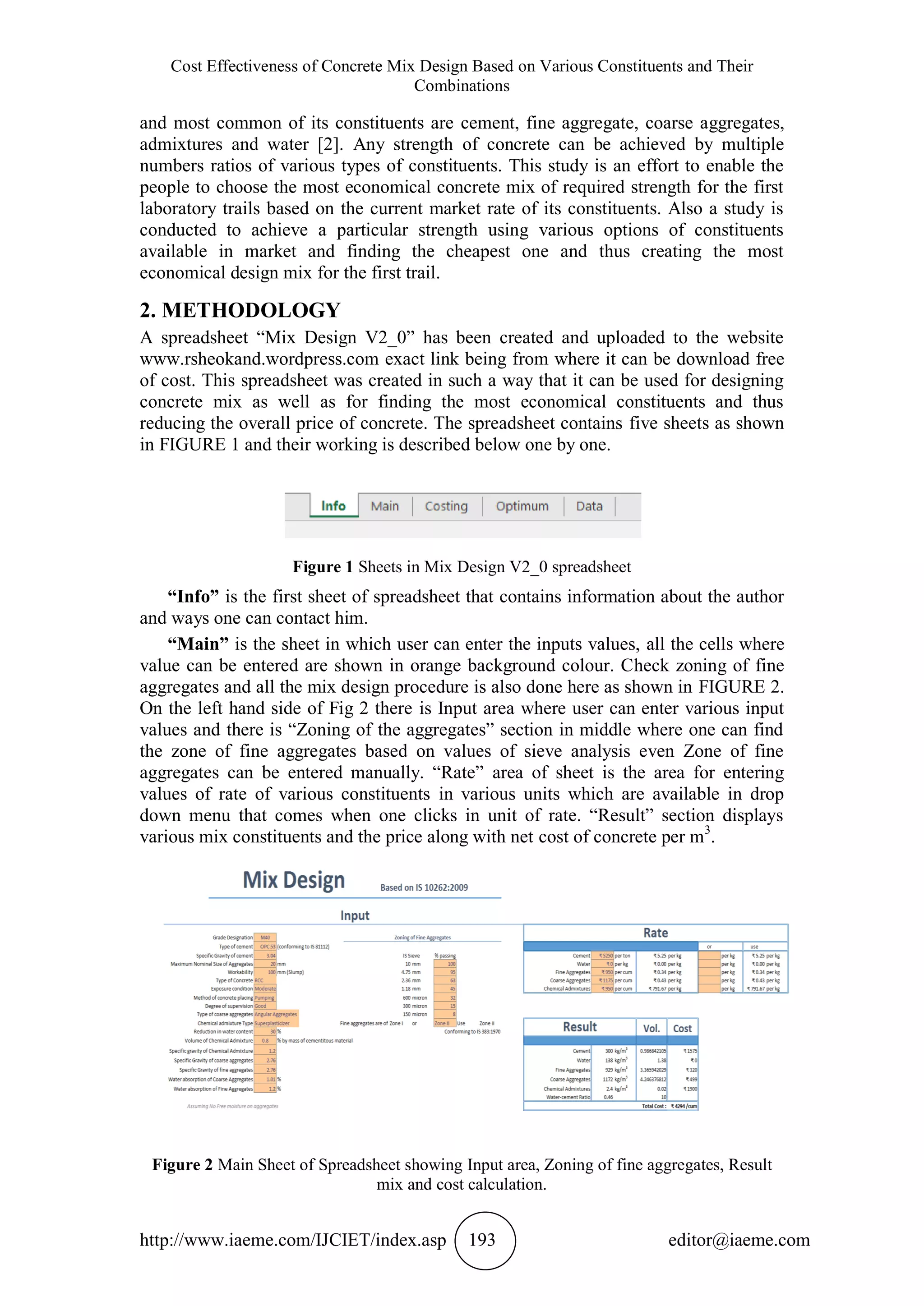 COST EFFECTIVENESS OF CONCRETE MIX DESIGN BASED ON VARIOUS CONSTITUENTS ...