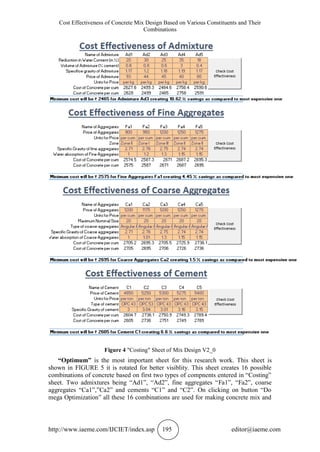 COST EFFECTIVENESS OF CONCRETE MIX DESIGN BASED ON VARIOUS CONSTITUENTS ...