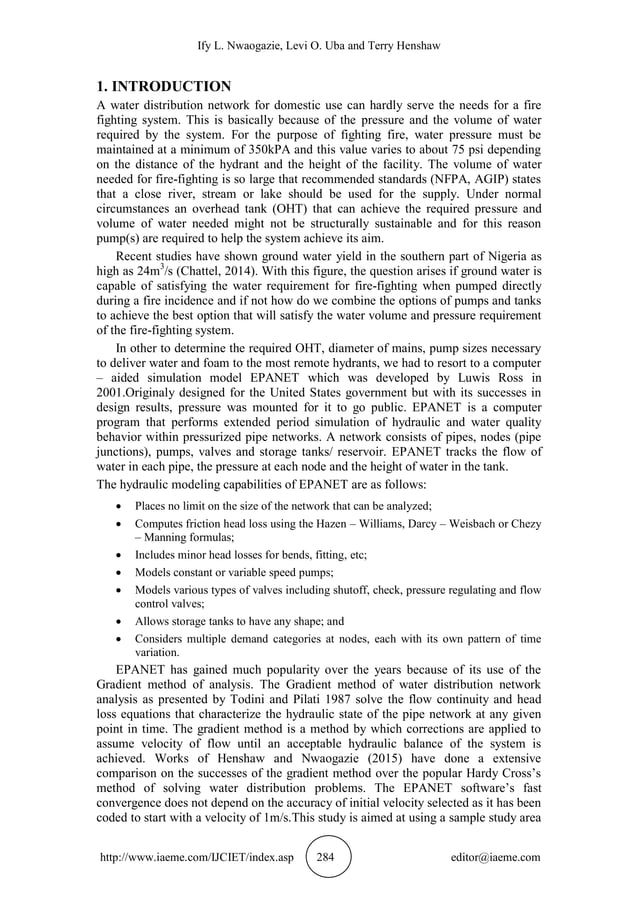 EXPLORING OPTIONS IN THE DESIGN OF A WATER DISTRIBUTION NETWORK FOR ...
