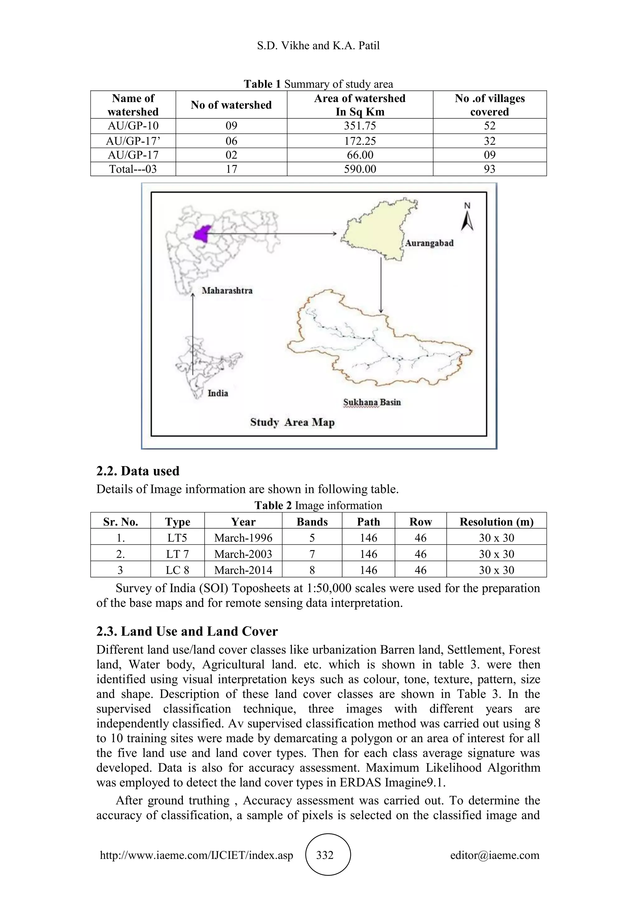 LAND USE /LAND COVER CLASSIFICATION AND CHANGE DETECTION USING ...
