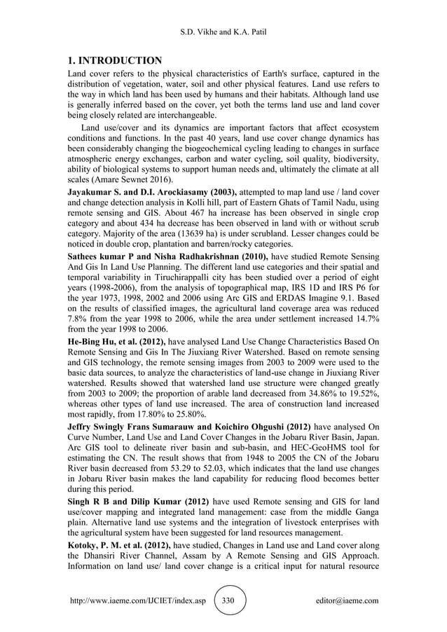 LAND USE /LAND COVER CLASSIFICATION AND CHANGE DETECTION USING GEOGRAPHICAL INFORMATION SYSTEM ...