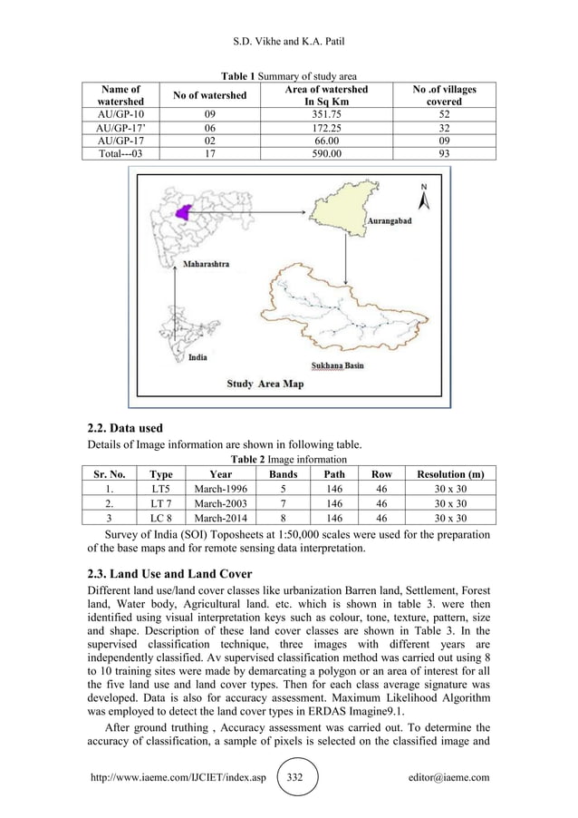 LAND USE /LAND COVER CLASSIFICATION AND CHANGE DETECTION USING GEOGRAPHICAL INFORMATION SYSTEM ...