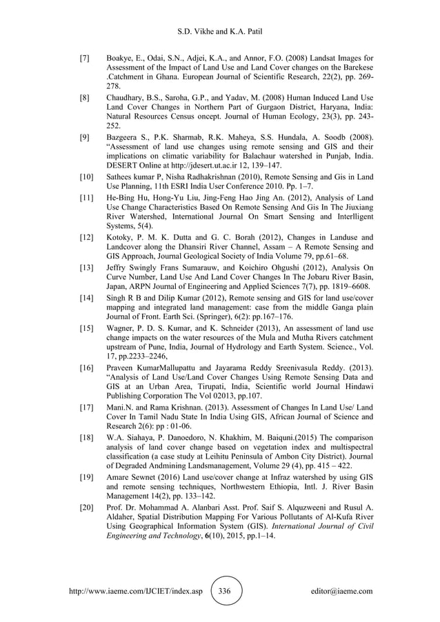 LAND USE /LAND COVER CLASSIFICATION AND CHANGE DETECTION USING GEOGRAPHICAL INFORMATION SYSTEM ...