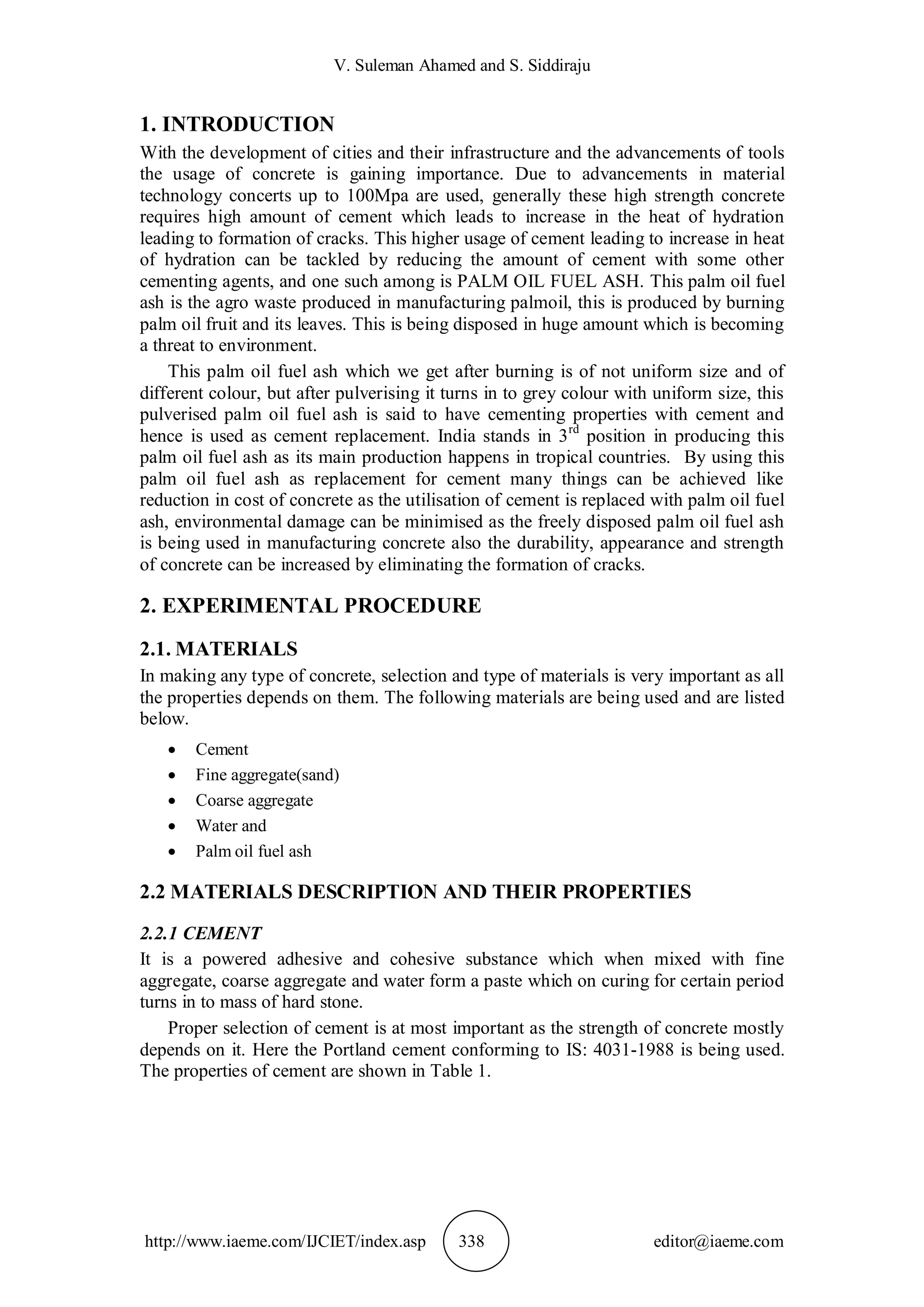 STUDY OF STRENGTH OF CONCRETE WITH PALM OIL FUEL ASH AS CEMENT ...