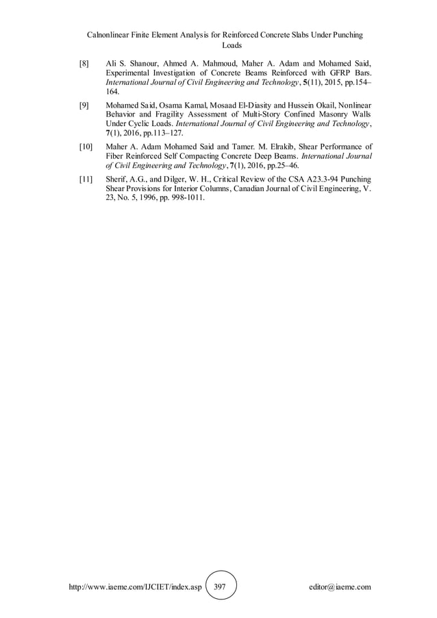 NONLINEAR FINITE ELEMENT ANALYSIS FOR REINFORCED CONCRETE SLABS UNDER PUNCHING LOADS | PDF