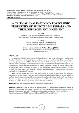 IjcA CRITICAL EVALUATION ON POZZOLONIC PROPERTIES OF SELECTED MATERIALS ...