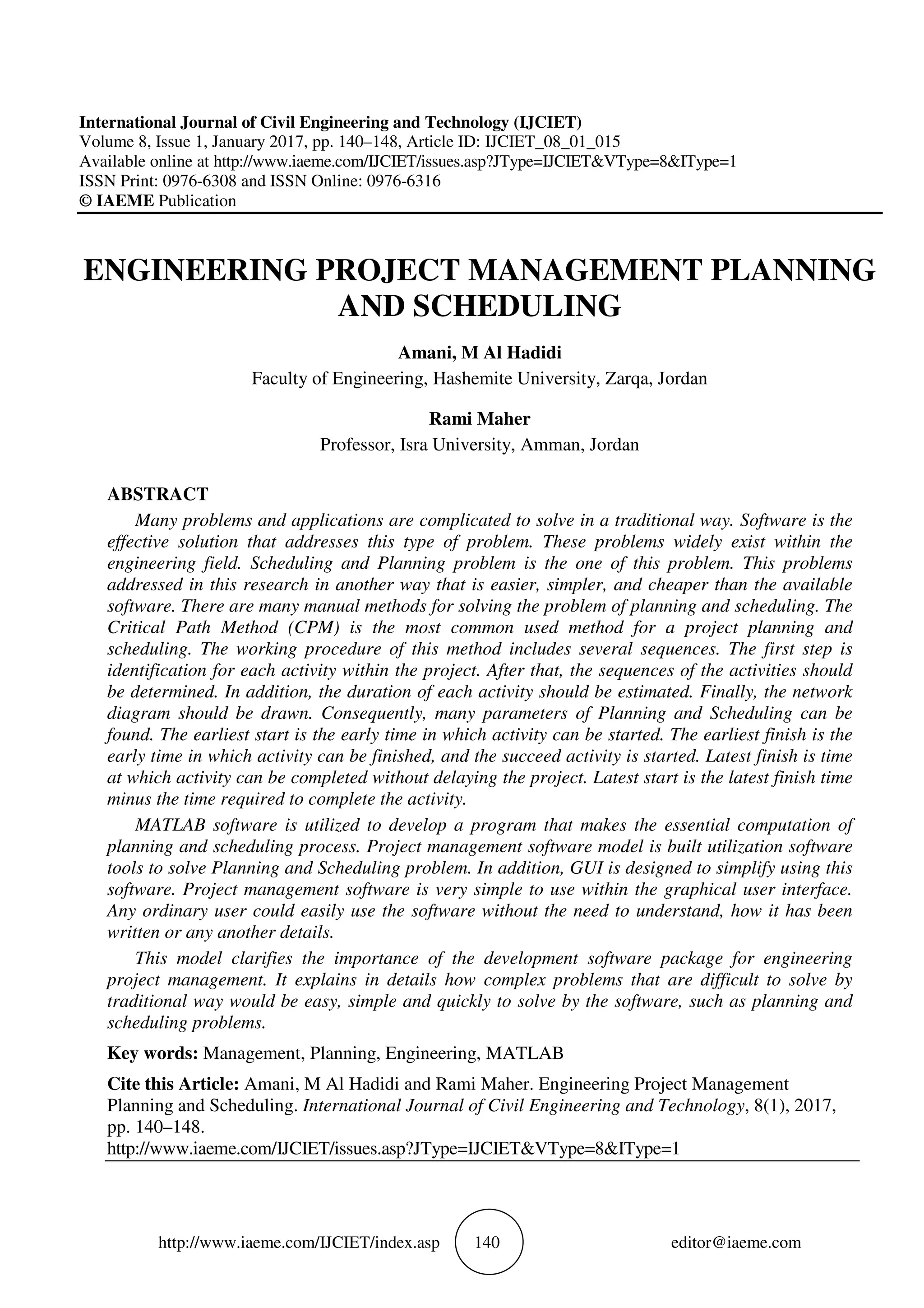 ENGINEERING PROJECT MANAGEMENT PLANNING AND SCHEDULING | PDF