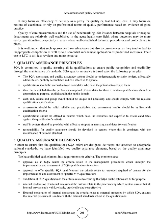 ASSESSMENT AND QUALITY ASSURANCE | PDF