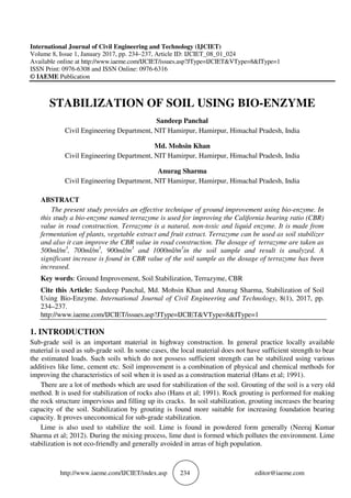 STABILIZATION OF SOIL USING BIO-ENZYME | PDF