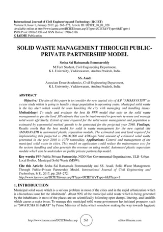 SOLID WASTE MANAGEMENT THROUGH PUBLIC-PRIVATE PARTNERSHIP MODEL | PDF