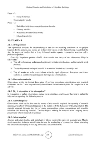 OPTIMAL PLANNING AND SCHEDULING OF HIGH RISE BUILDINGS | PDF
