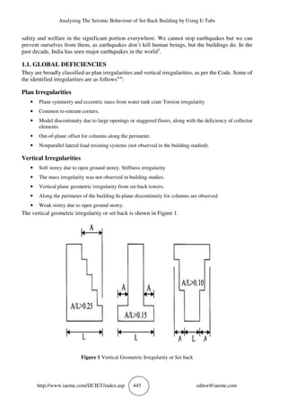ANALYSING THE SEISMIC BEHAVIOUR OF SET BACK BUILDING BY USING E-TABS | PDF