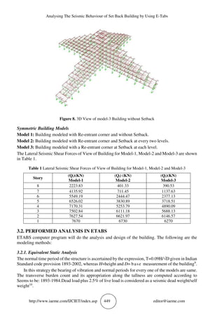 ANALYSING THE SEISMIC BEHAVIOUR OF SET BACK BUILDING BY USING E-TABS | PDF