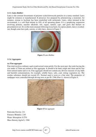 EXPERIMENTAL STUDY ON COIR FIBRE REINFORCED FLY ASH BASED GEOPOLYMER ...