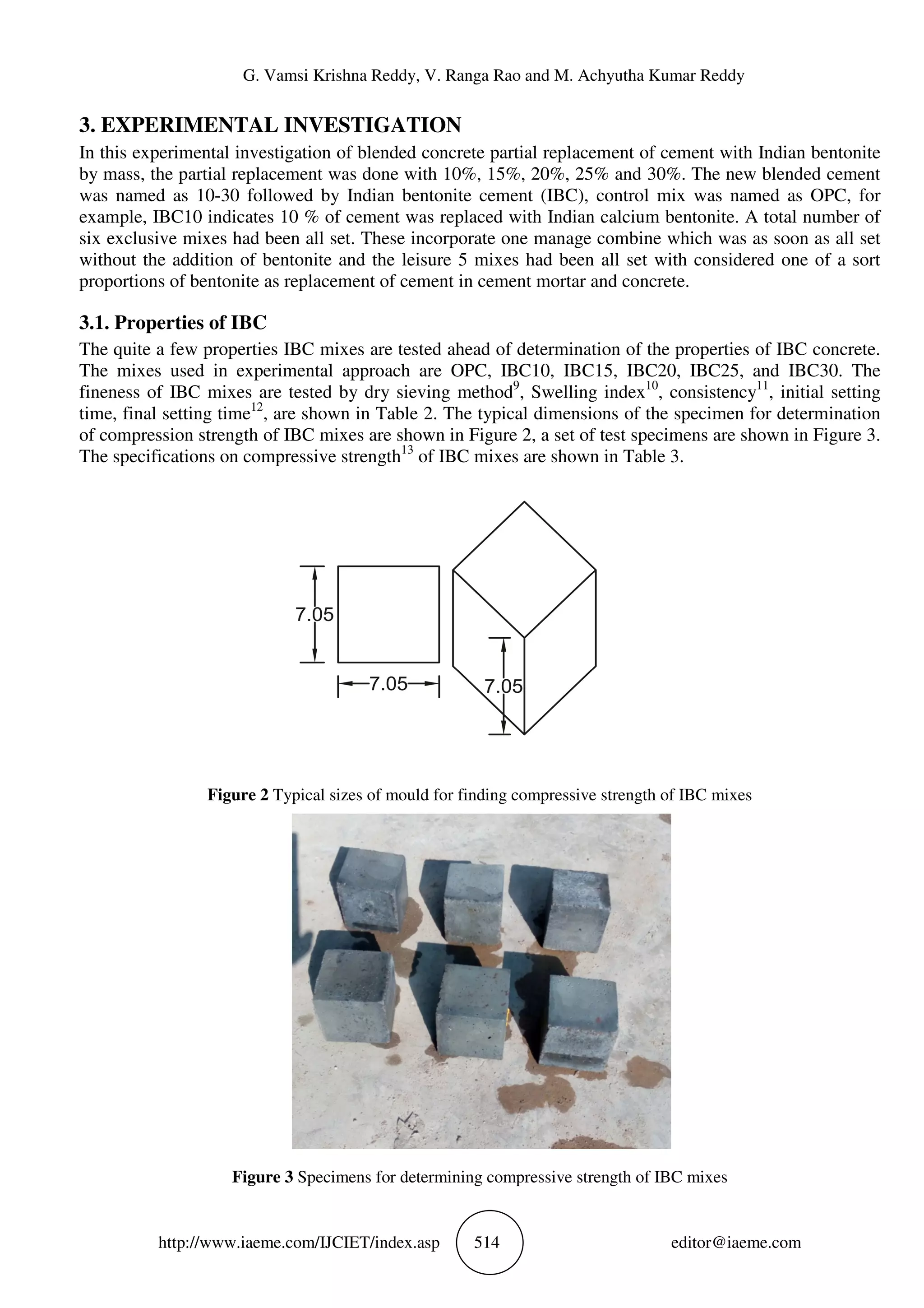 EXPERIMENTAL INVESTIGATION OF STRENGTH PARAMETERS OF CEMENT AND ...