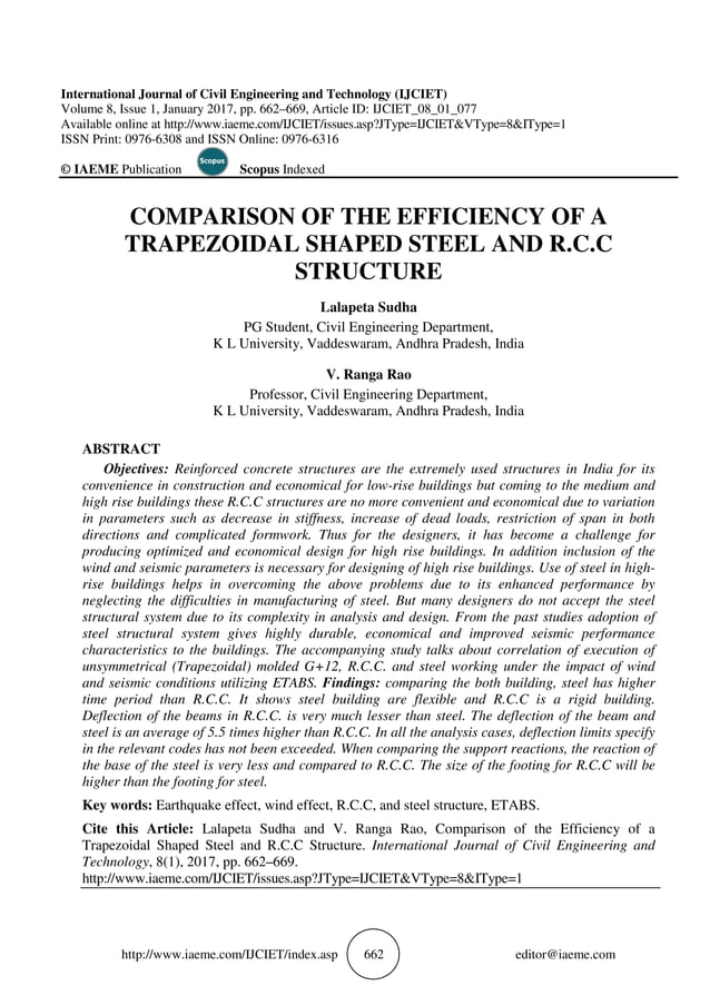 COMPARISON OF THE EFFICIENCY OF A TRAPEZOIDAL SHAPED STEEL AND R.C.C ...
