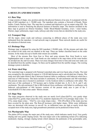 TERRAIN CHARACTERISTICS EVALUATION USING GEO SPATIAL TECHNOLOGY: A MODEL STUDY FROM TELANGANA ...