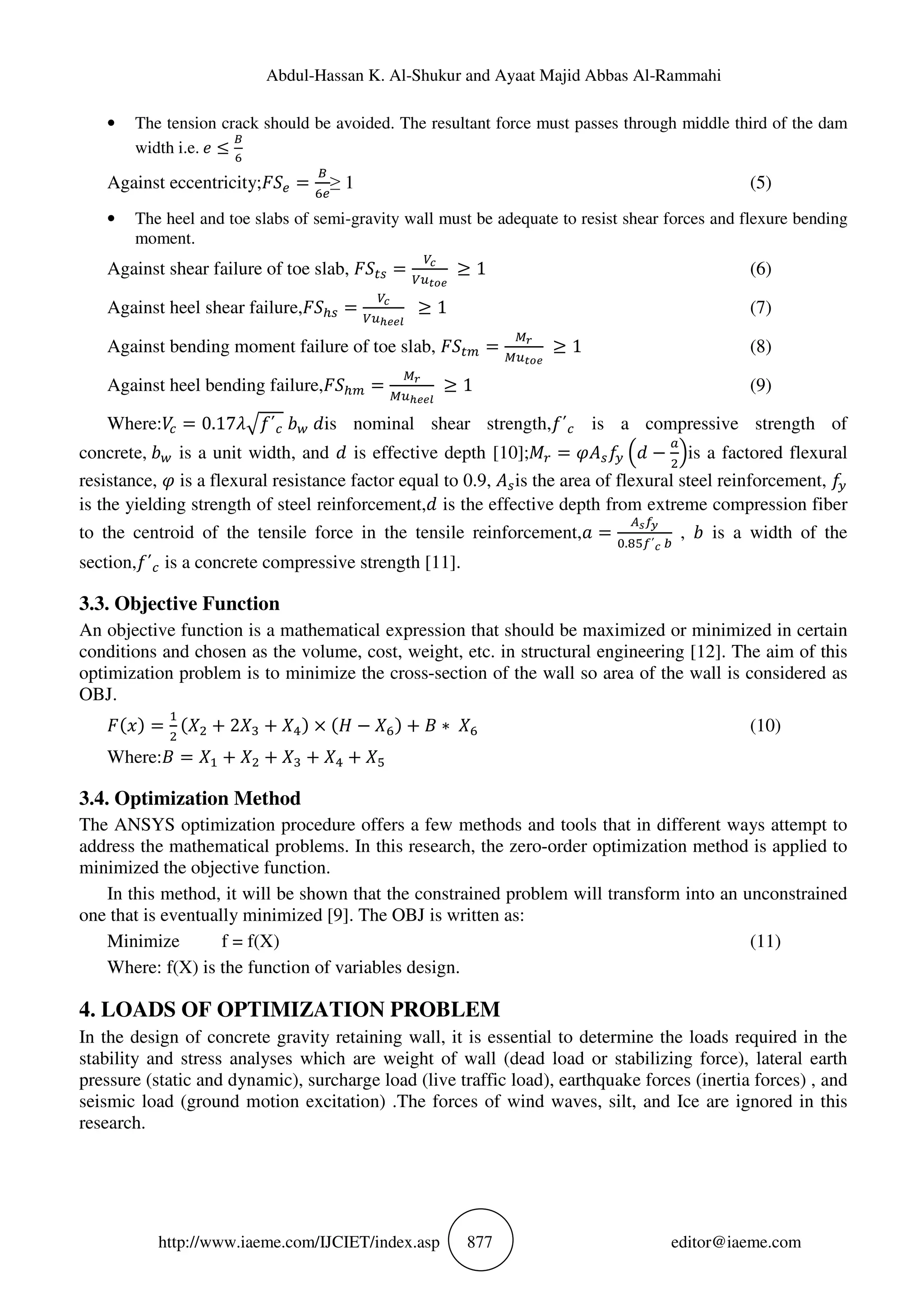OPTIMUM DESIGN OF SEMI-GRAVITY RETAINING WALL SUBJECTED TO STATIC AND SEISMIC LOADS | PDF