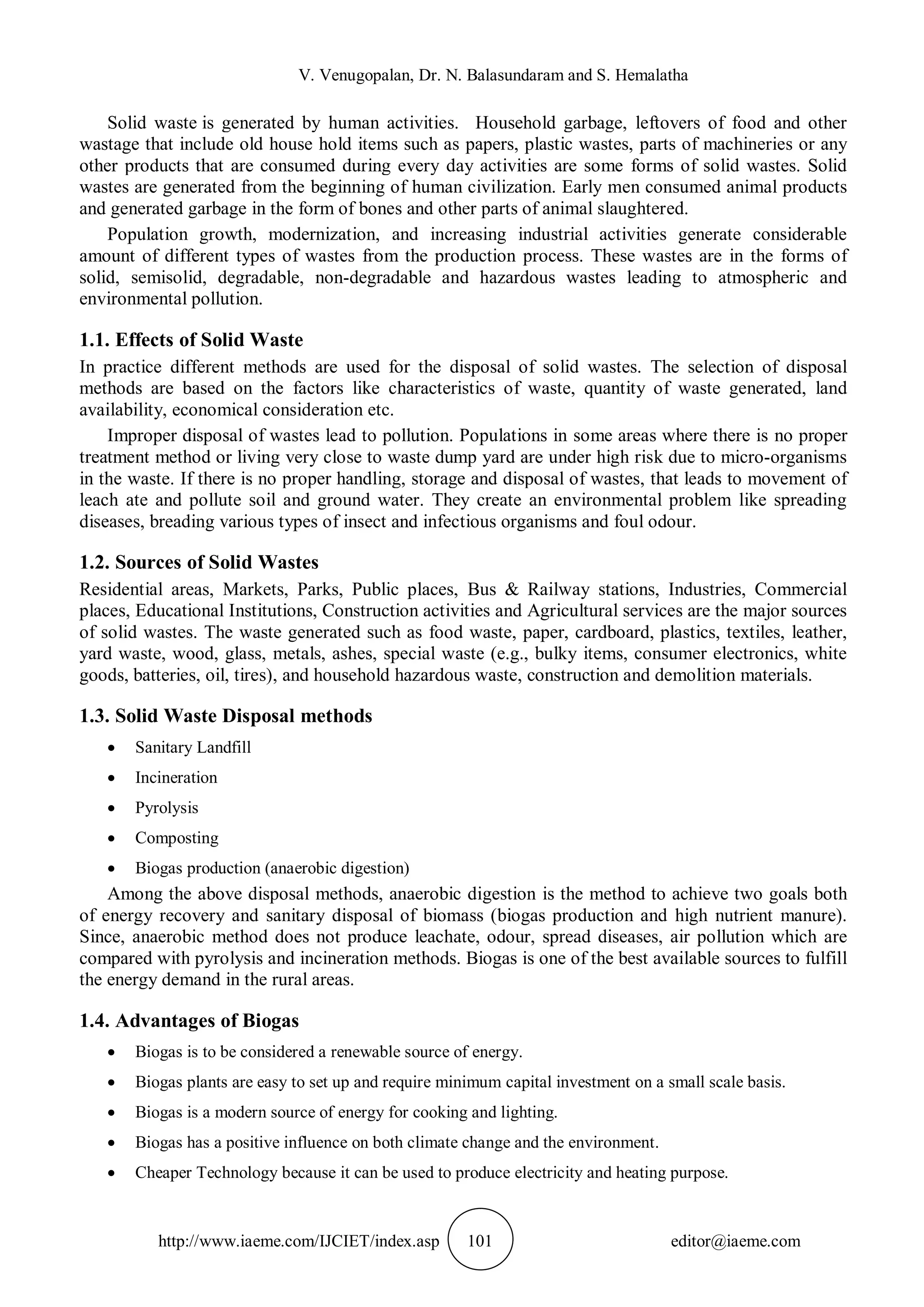 COMPARATIVE STUDY ON BIOGAS PRODUCTION FROM COW DUNG, FOOD WASTE AND ...