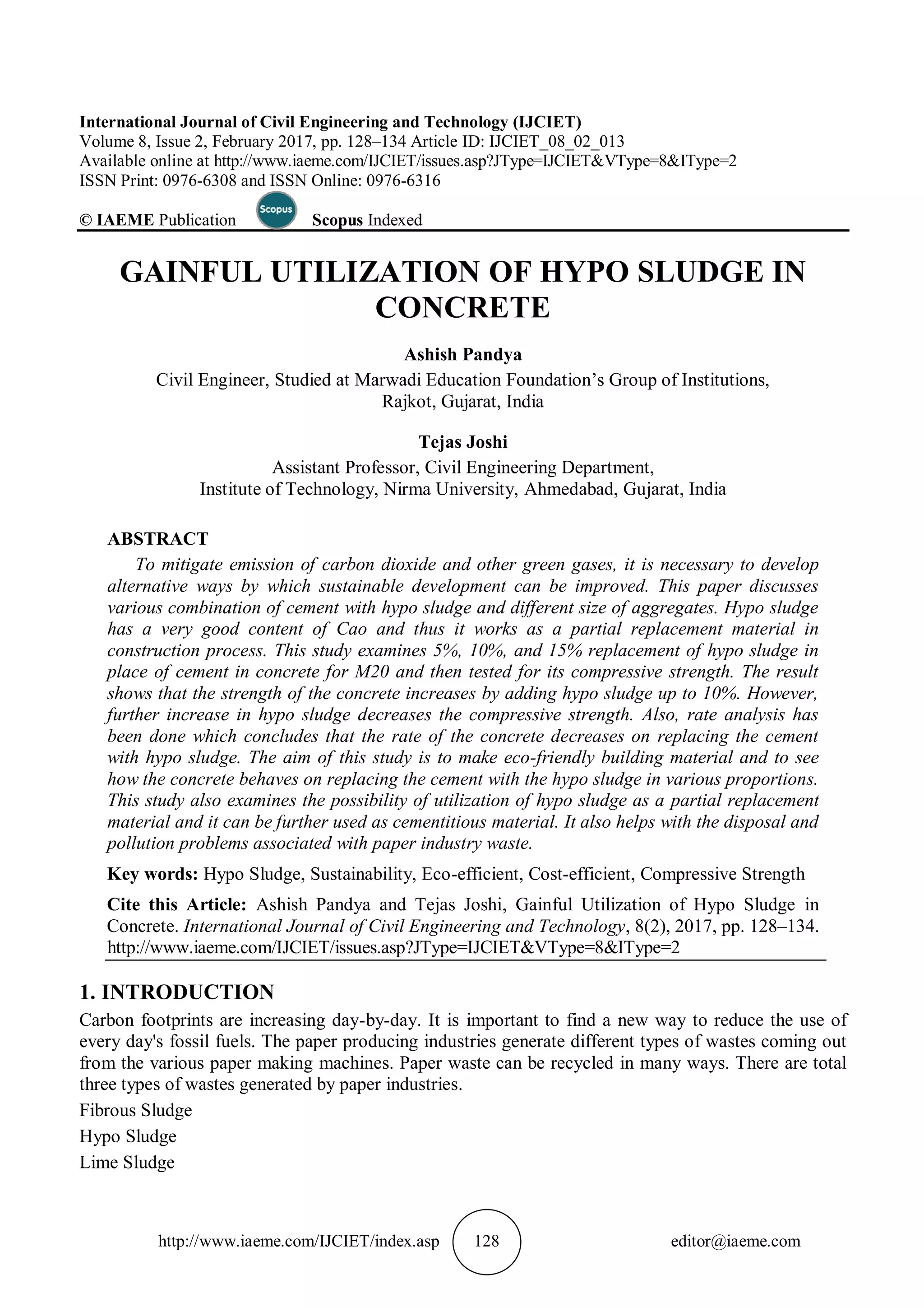 GAINFUL UTILIZATION OF HYPO SLUDGE IN CONCRETE | PDF
