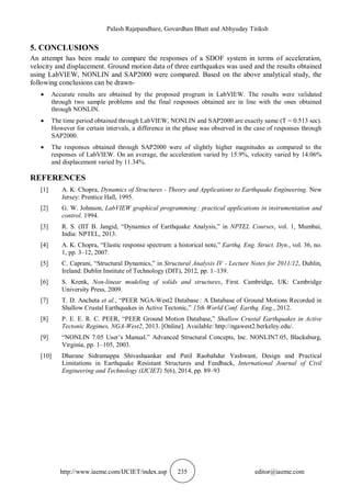 COMPARISON OF LABVIEW WITH SAP2000 AND NONLIN FOR STRUCTURAL DYNAMICS ...