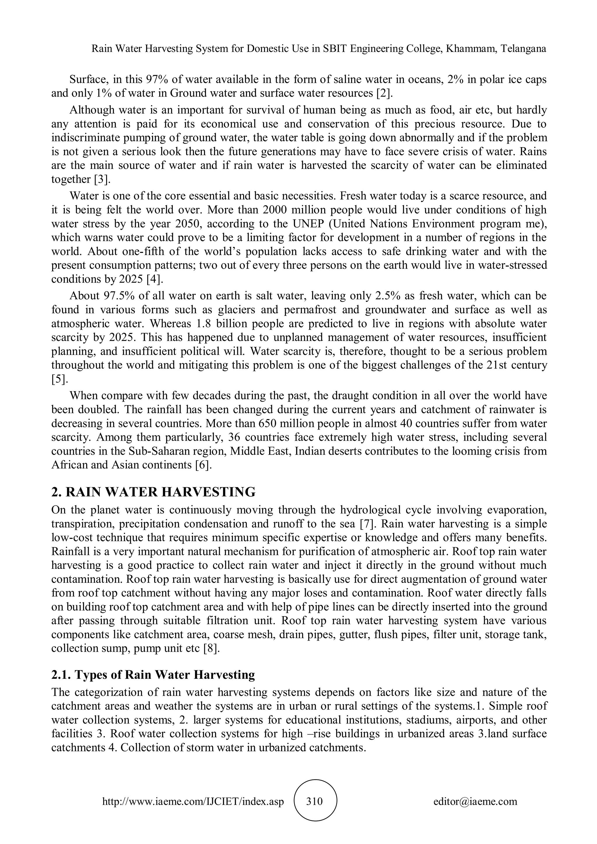 RAIN WATER HARVESTING SYSTEM FOR DOMESTIC USE IN SBIT ENGINEERING ...