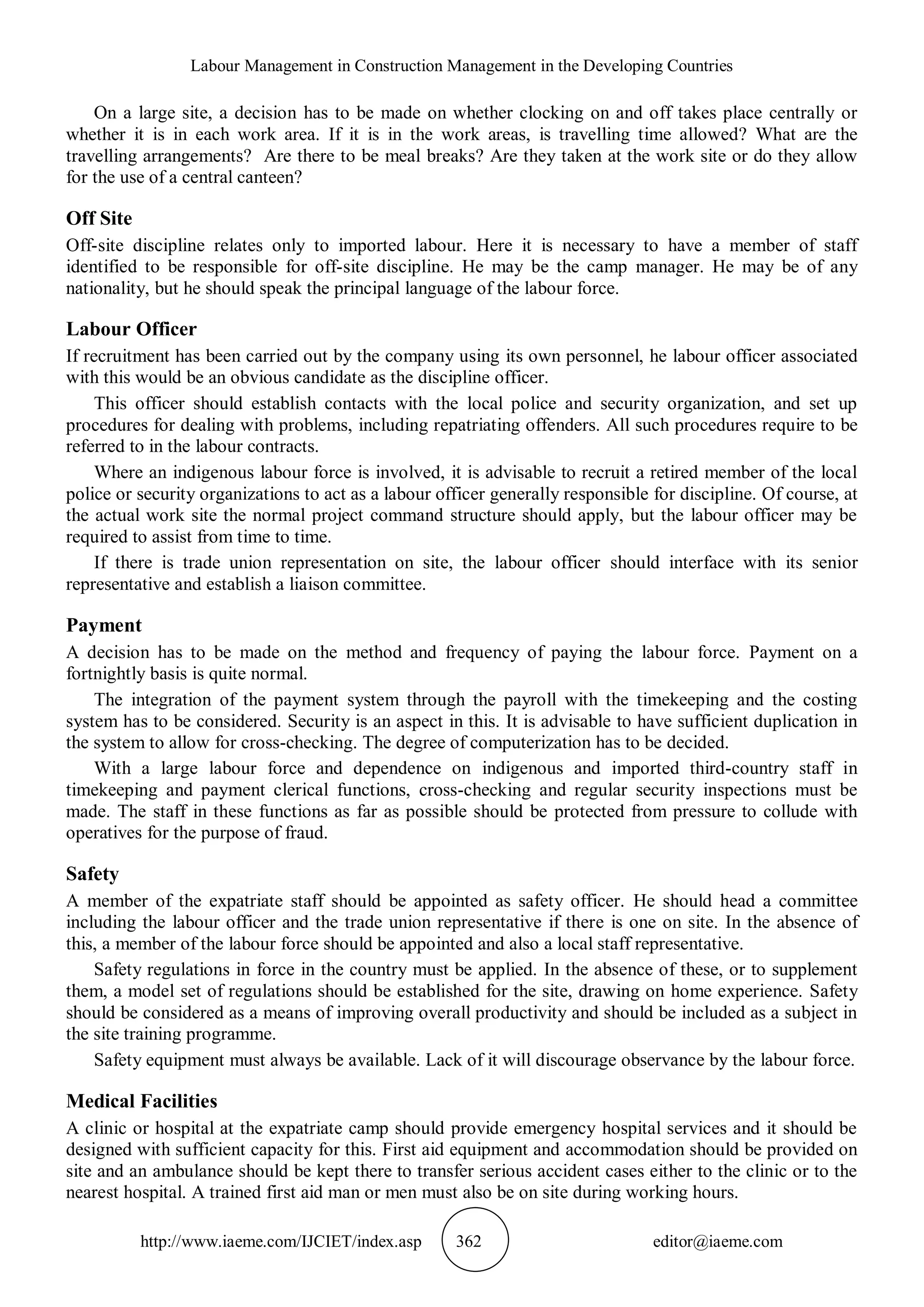 LABOUR MANAGEMENT IN CONSTRUCTION MANAGEMENT IN THE DEVELOPING ...