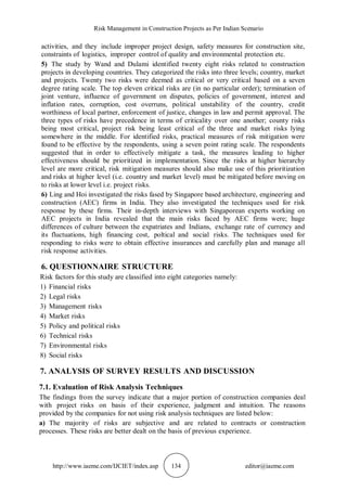 RISK MANAGEMENT IN CONSTRUCTION PROJECTS AS PER INDIAN SCENARIO | PDF