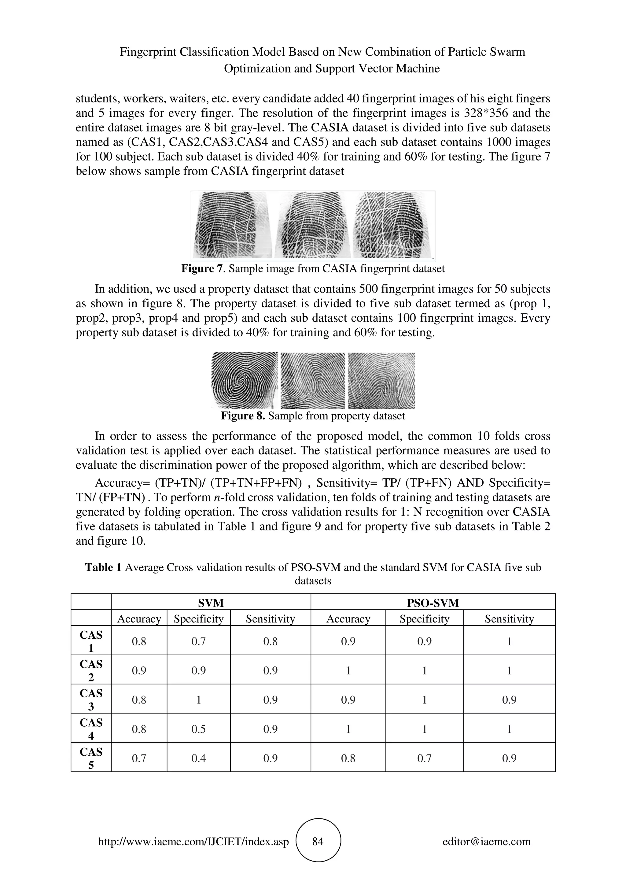 FINGERPRINT CLASSIFICATION MODEL BASED ON NEW COMBINATION OF PARTICLE SWARM OPTIMIZATION AND ...